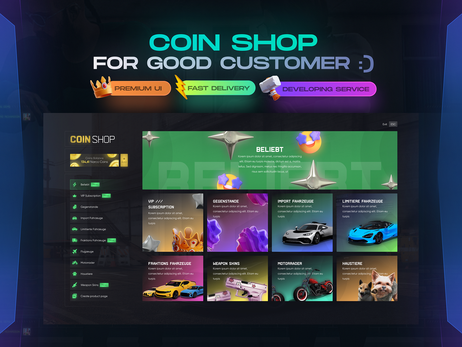 Coin Shop x Fivem by Mikhayloff Artworks UI/ux on Dribbble