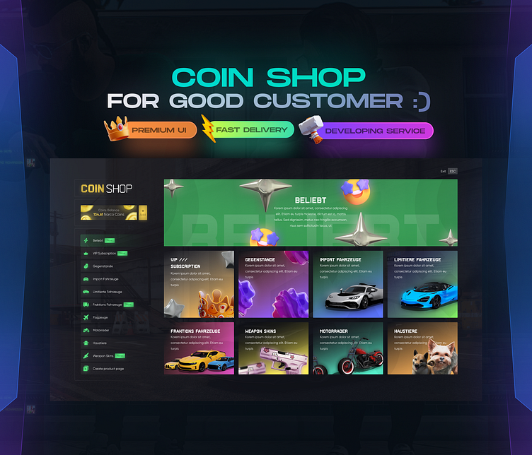 Coin Shop x Fivem by Mikhayloff Artworks UI/ux on Dribbble