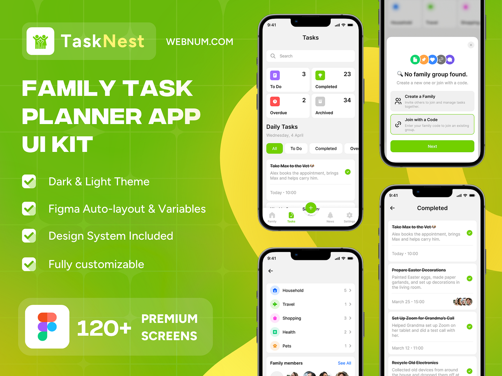TaskNest - Family Task Planner App UI Kit by Webnum on Dribbble
