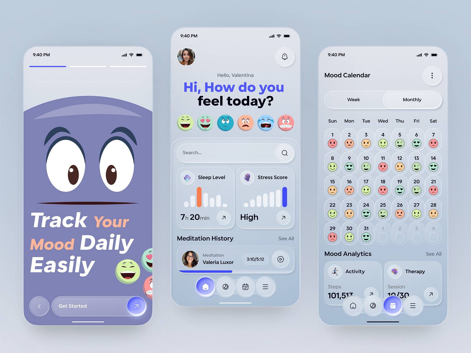 Mood Tracking App UI – Daily Mood Analytics & Wellness App by Imran ...