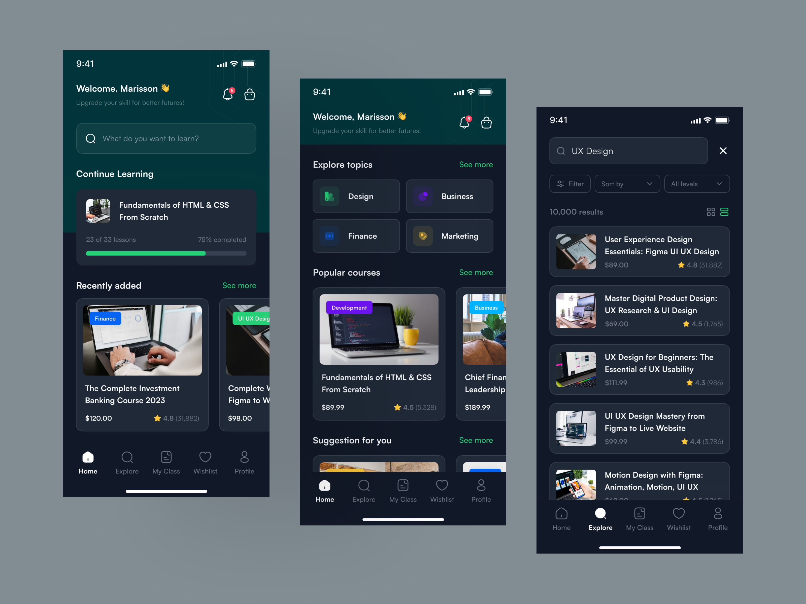 Courser - Online Learning App UI Kit by Pixlayer Interface for Pixlayer ...