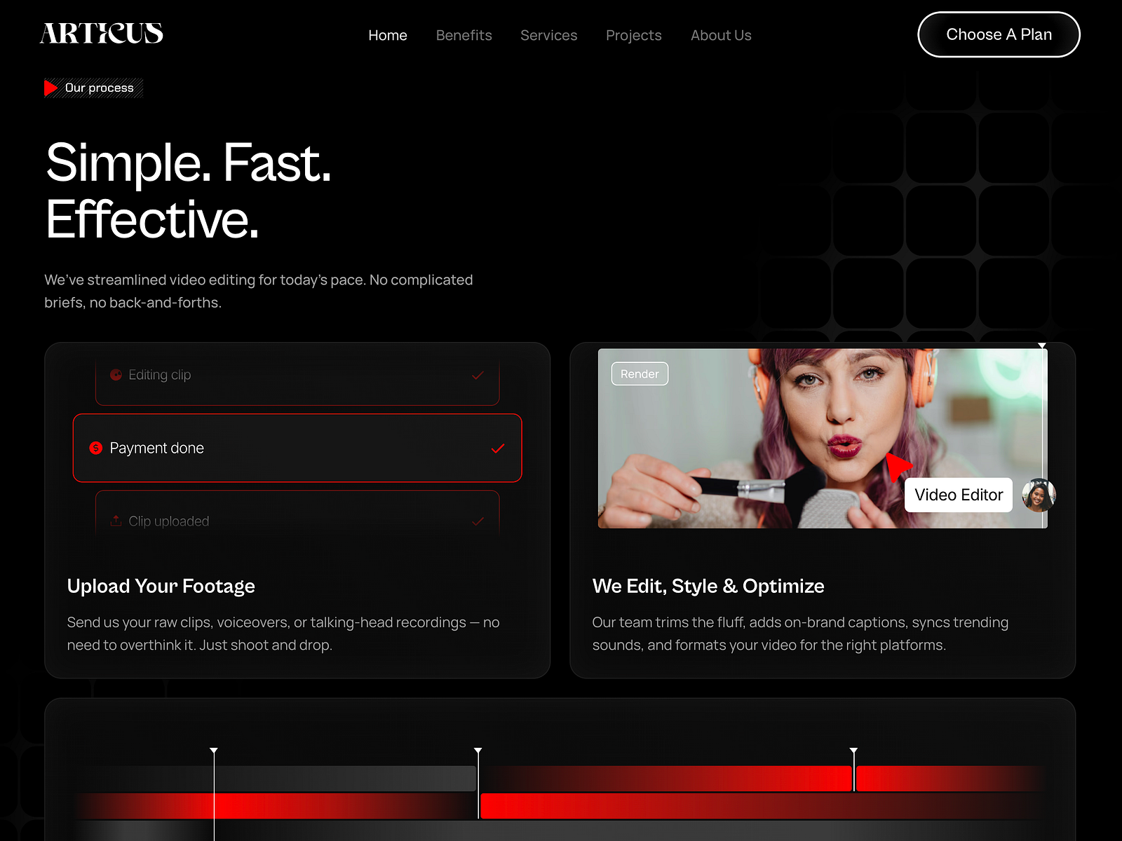 Streamlined Video Editing Process in Dark UI by Delani on Dribbble