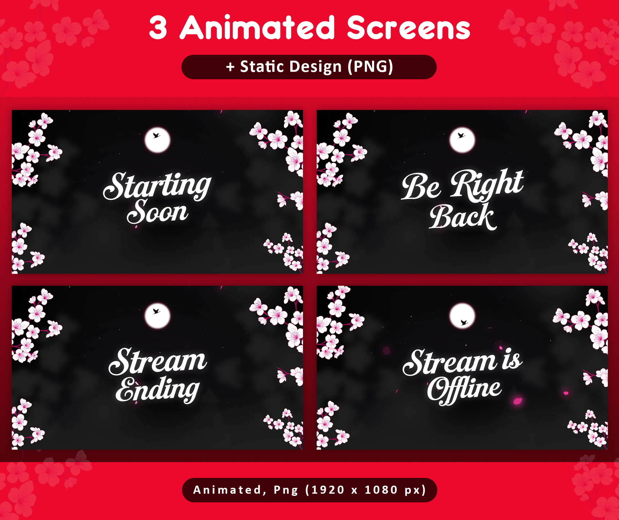 Cherry Blossom Animated Stream Package Twitch Overlay,YouTube... by ...