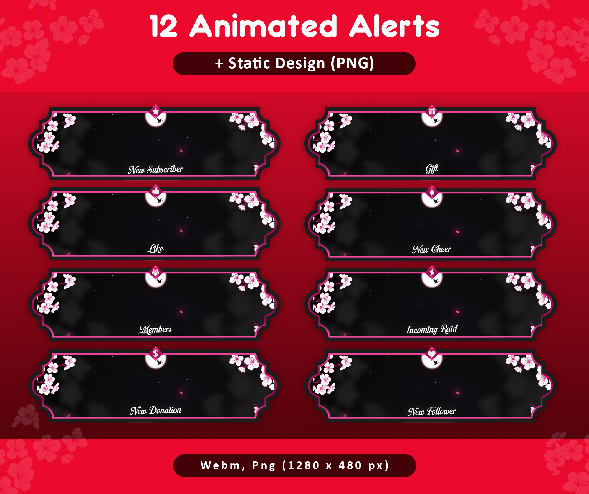 Cherry Blossom Animated Stream Package Twitch Overlay,YouTube... by ...