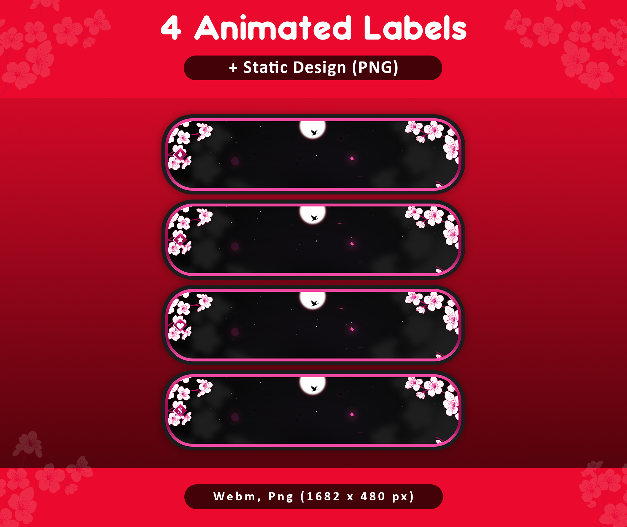 Cherry Blossom Animated Stream Package Twitch Overlay,YouTube... by ...