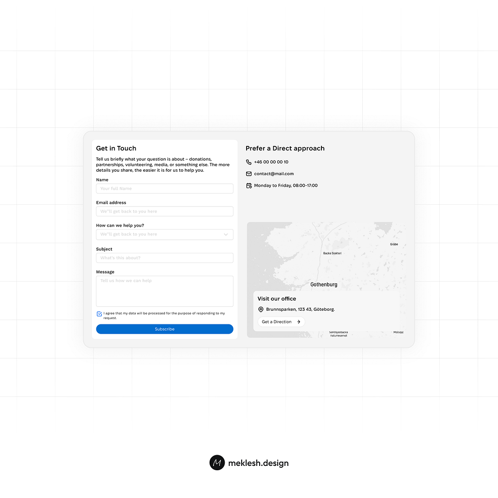 Contact us page design by Bohdan on Dribbble