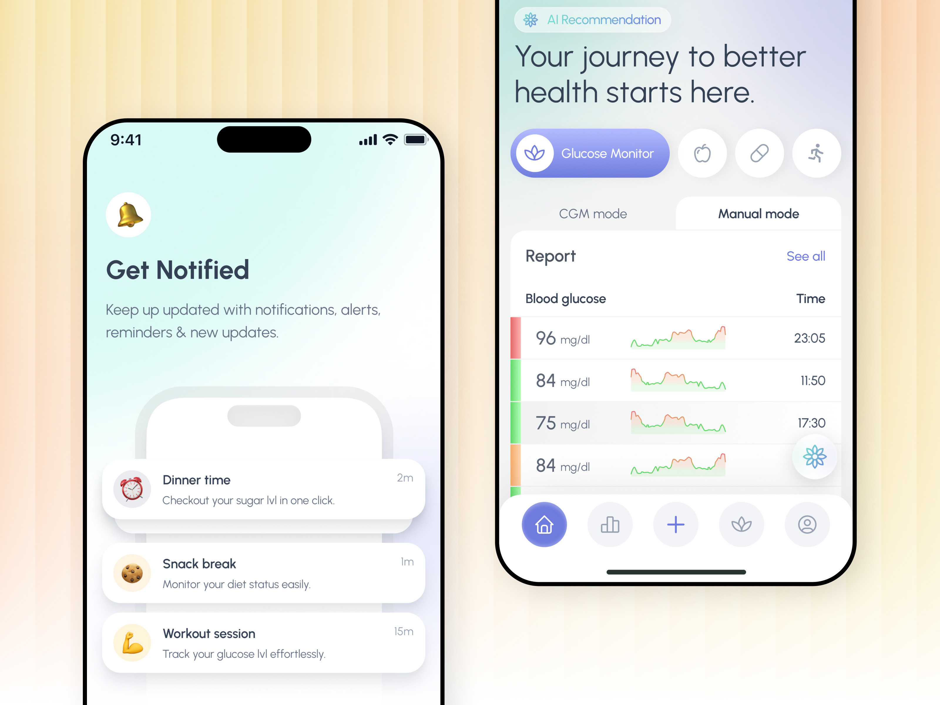 Glucose Health Mobile App UI UX | Diabetes Management App by Jubaer UX ...