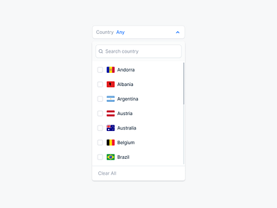 Filter by Country | UI Component by Dmitry Sergushkin on Dribbble