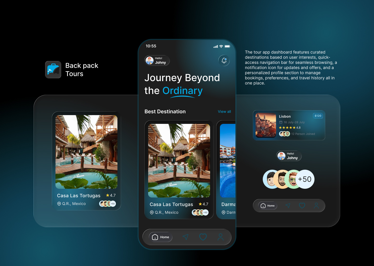 Tourism App UI Design - Backpack Tours by Zainu UI/UX Designer on Dribbble