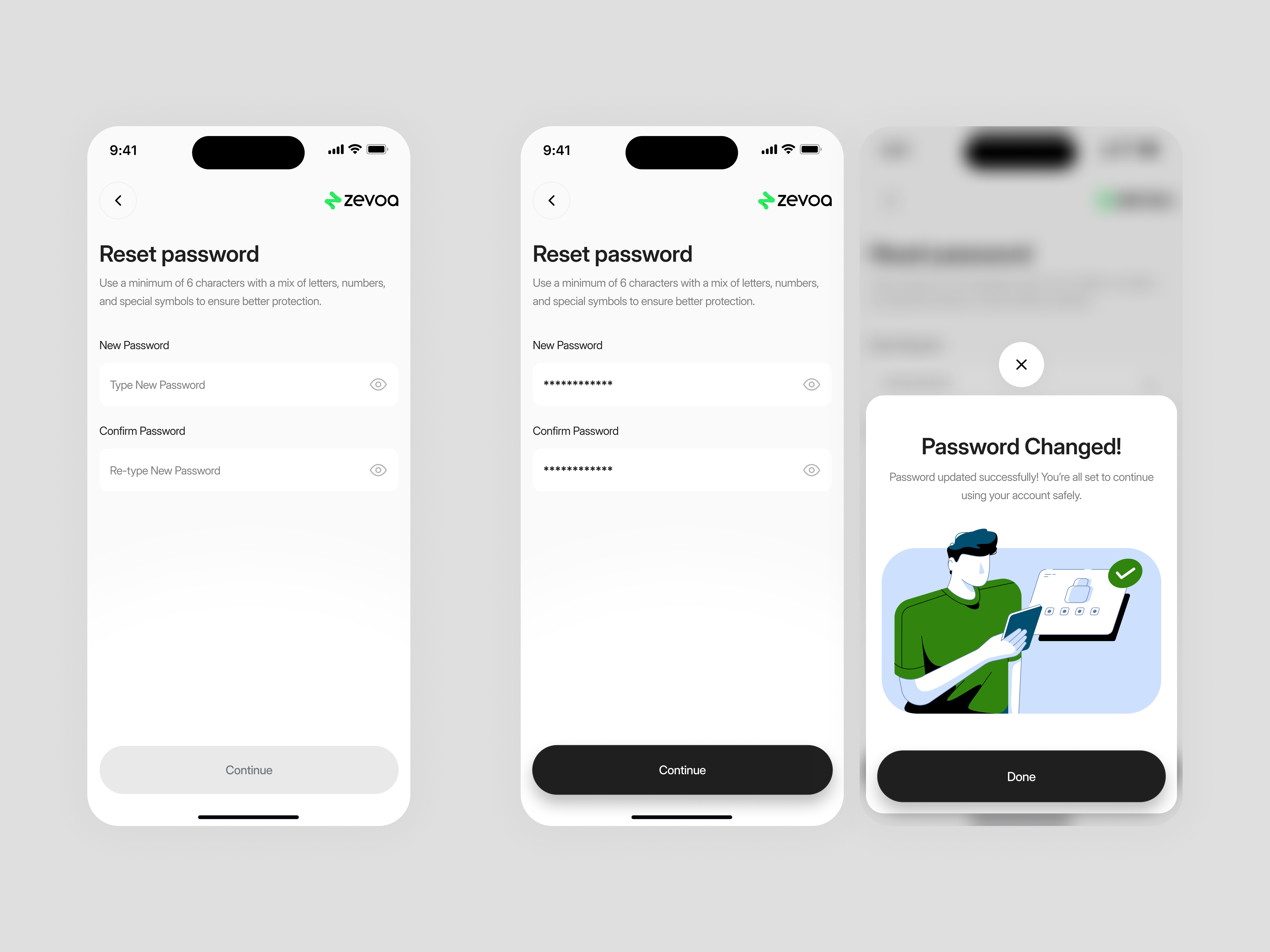 Zevoa Mobile App — Password Reset Flow by Orbix Studio – Mobile App ...