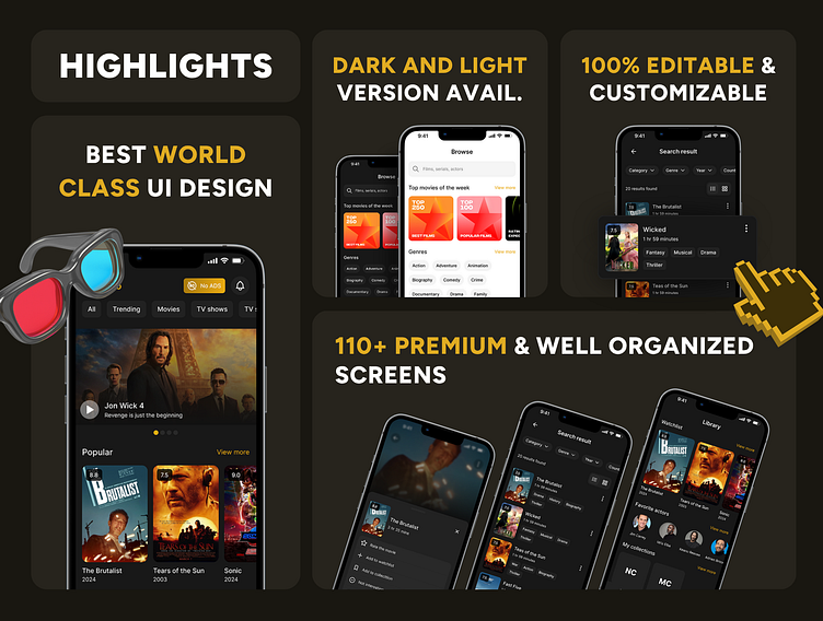 MovieGo - Stream Movies App UI Kit by Webnum on Dribbble