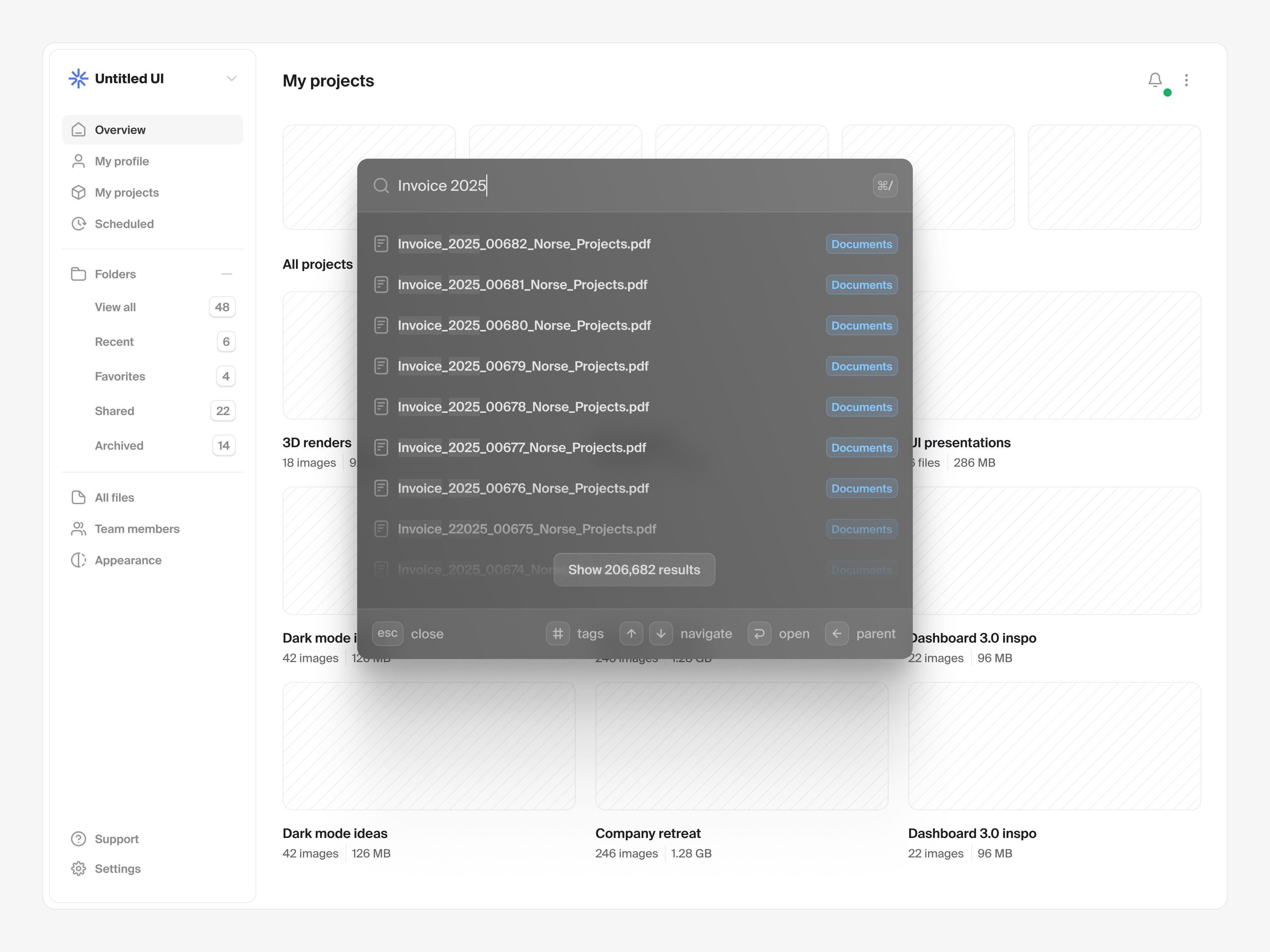 Command+K menu — Untitled UI by Jordan Hughes® on Dribbble