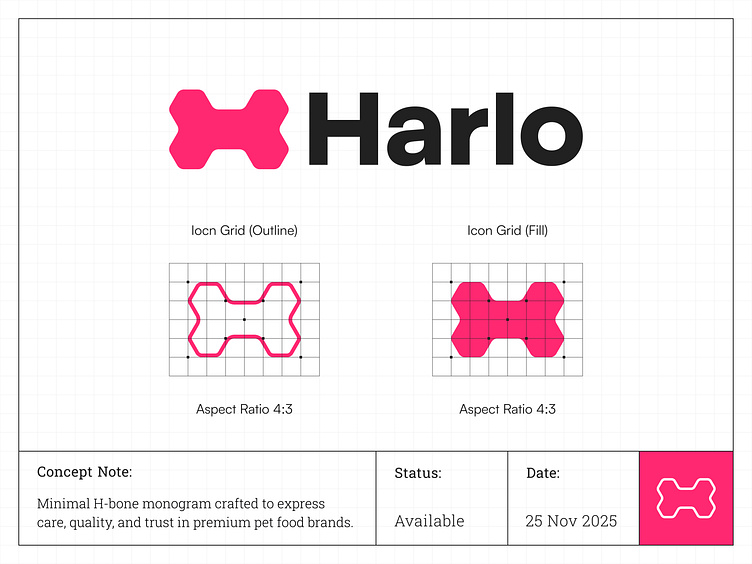 Harlo – Premium Pet Food Logo with Cute H+Bone Monogram! by Daud Hasan ...
