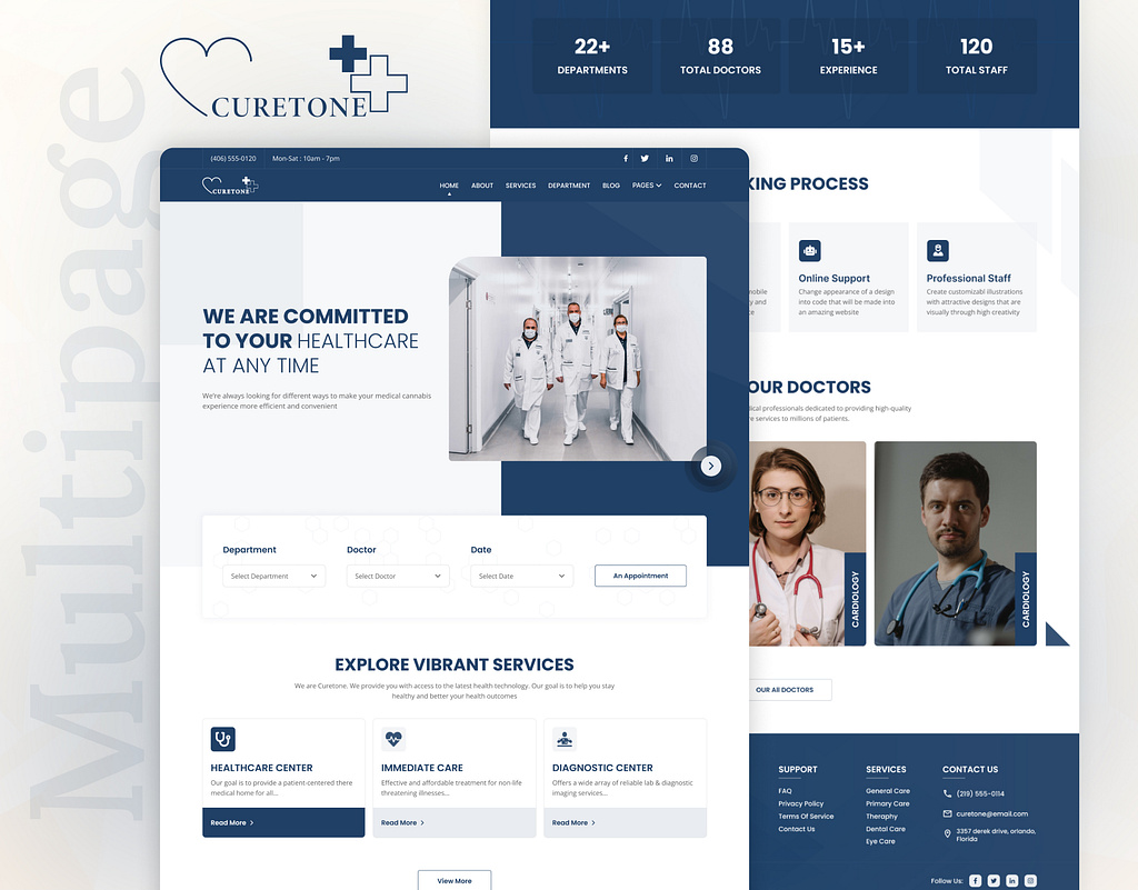 Curetone – Medical Website Template by Mahmudul Hasan Shaon on Dribbble