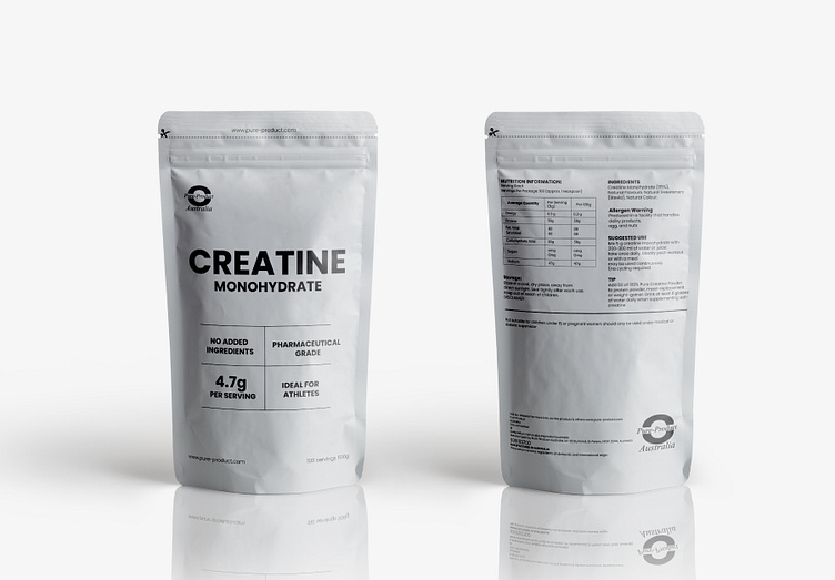 Clean & Modern Creatine Supplement Pouch Design by Pxcraftt on Dribbble