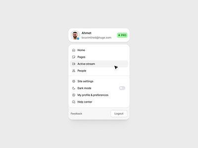 Profile dropdown by Hugeicons on Dribbble