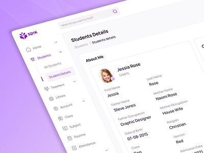 Online School Management Student Profile Dashboard by SK Billal Hossain ...