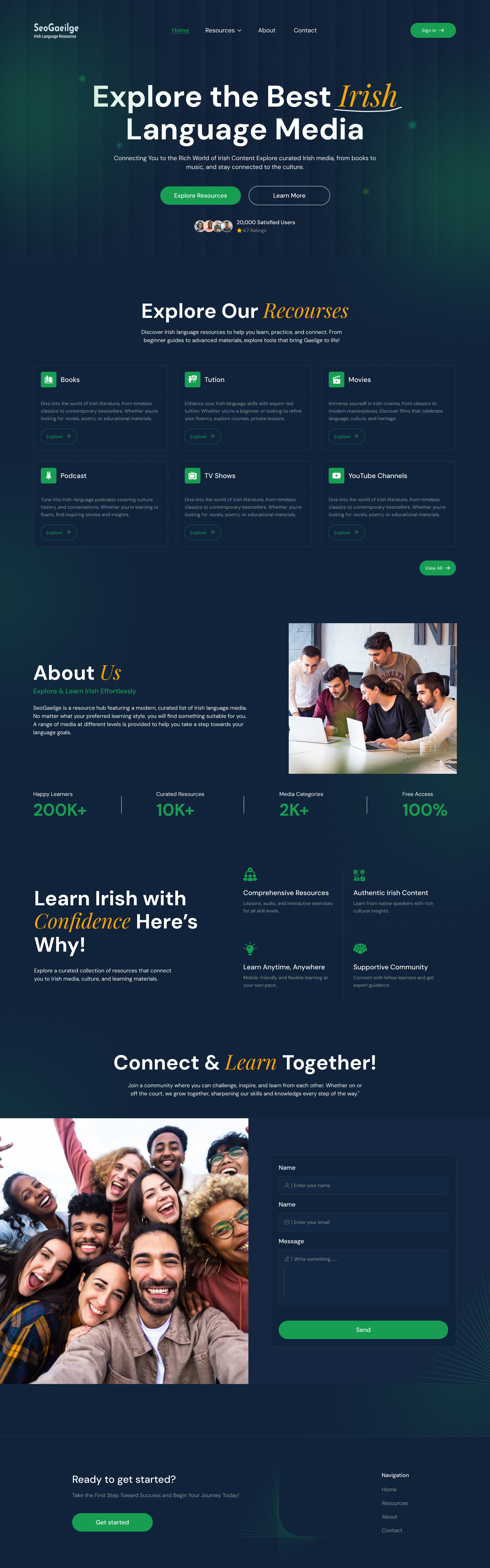 Irish Language UI/UX Interactive Landing Page by Choton Kormokar on ...