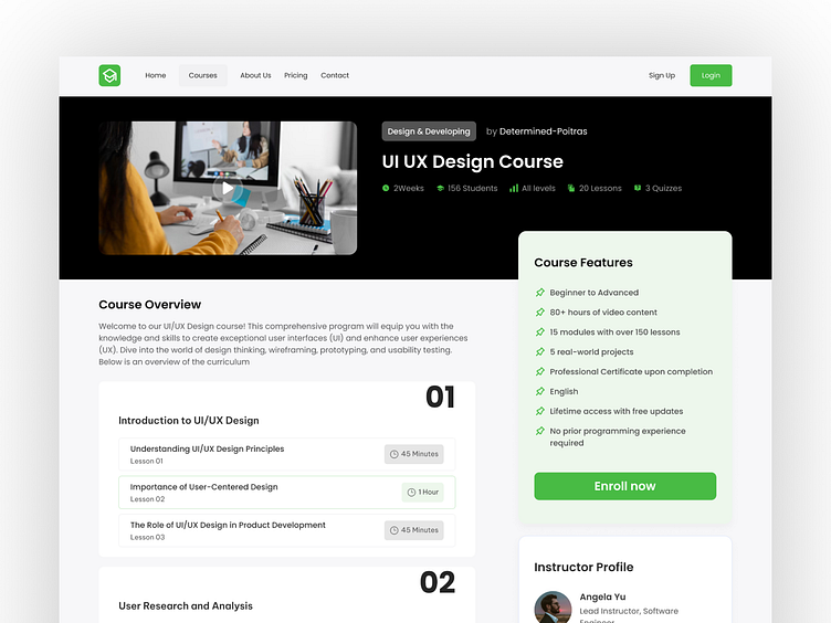 Course detail page by ahmed sani on Dribbble