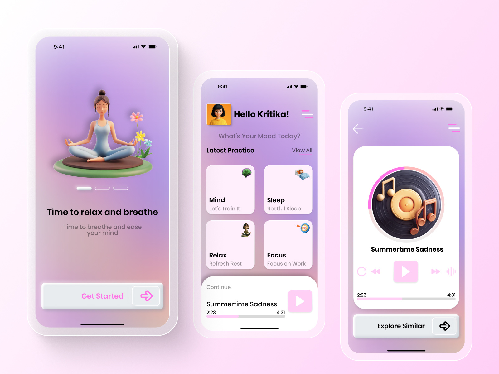 Mindfulness & Meditation App UI by Jay Alwani on Dribbble