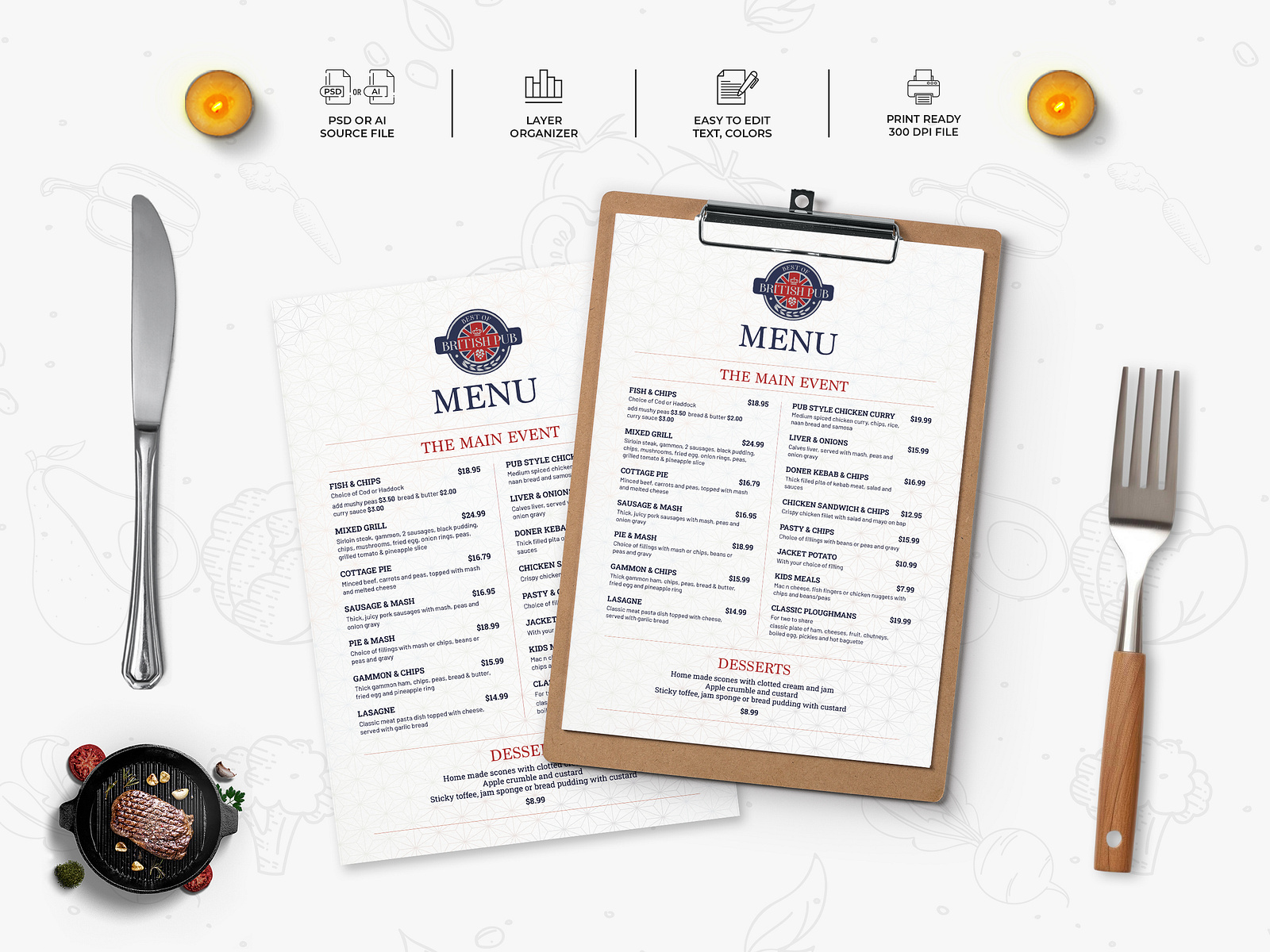 Best of British Pub Restaurant Menu Design by Graphtiq on Dribbble