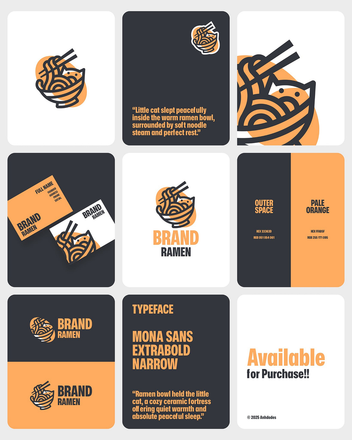 Cat Ramen Bowl Logo design for sale crafted by Anhdodes by Anh Do ...