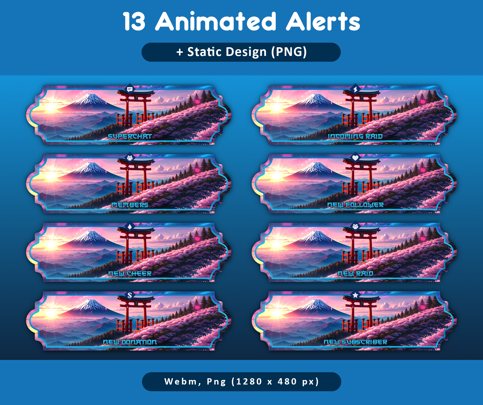 Neon Sakura Animated Stream Package Twitch Overlay,YouTube,Kick by ...