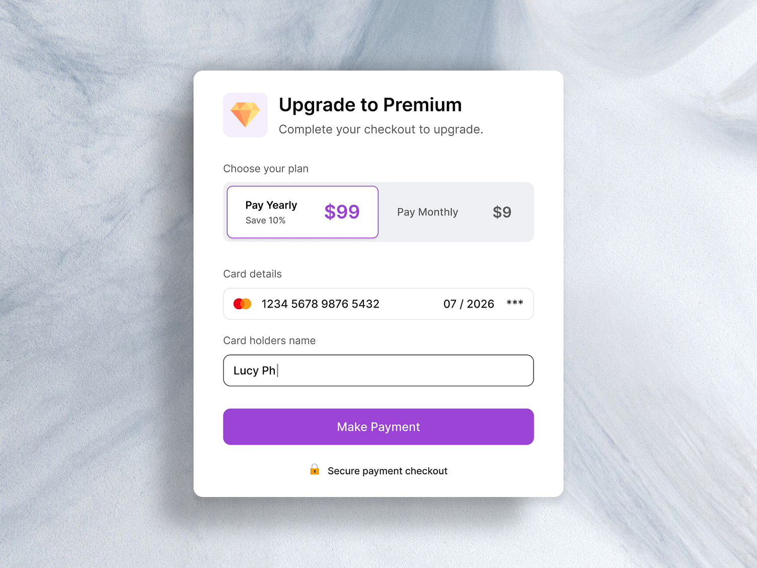 Checkout and payment screen by Ryan Almeida on Dribbble