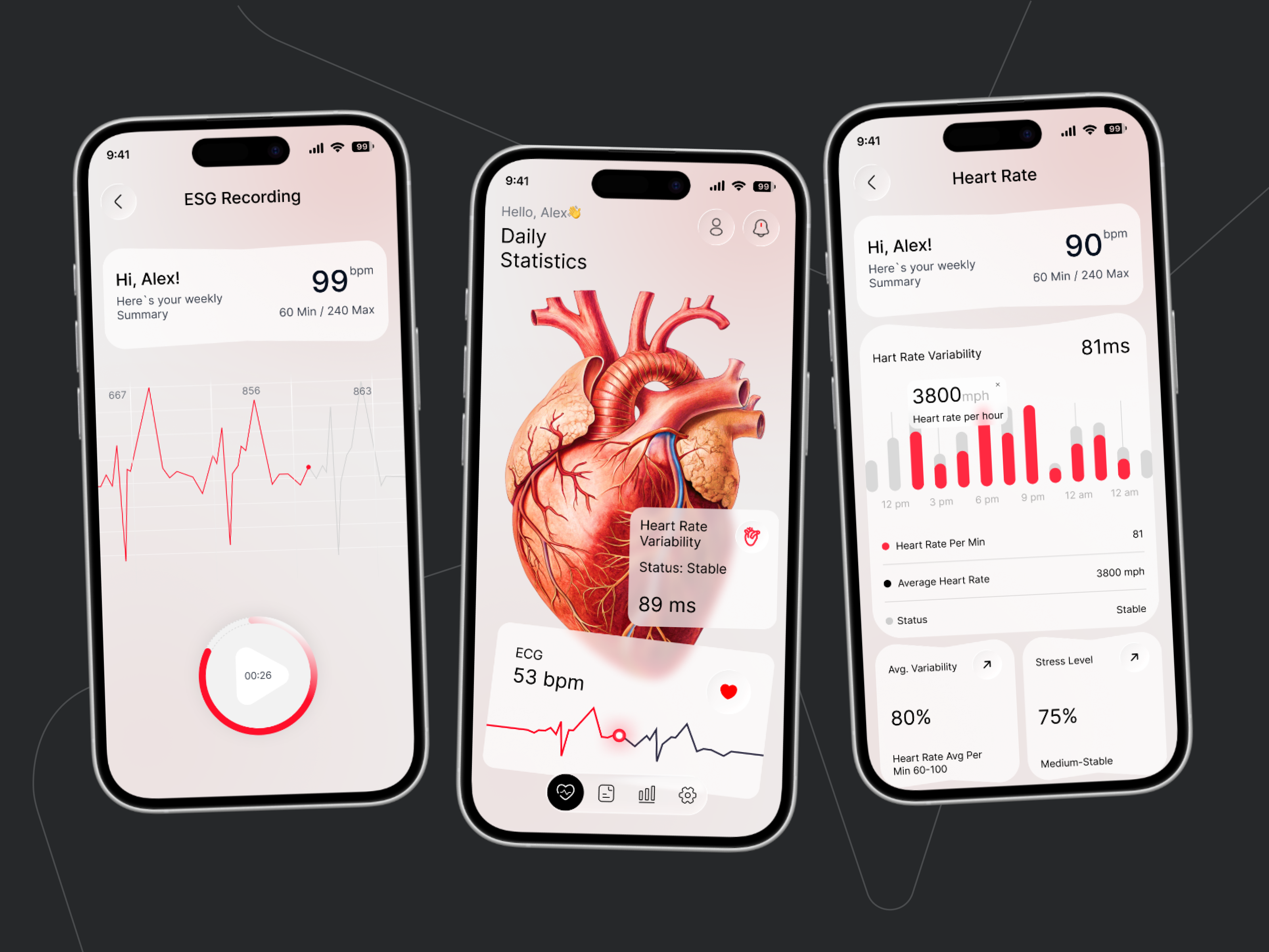 Heart Monitoring & Health Analytics Mobile App by Blend wrk UI/UX on ...