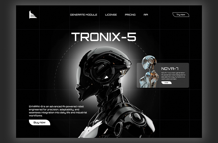 AI Robotics Product Landing Page – Futuristic Hero Section 3D UI by ...