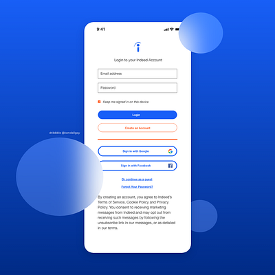 Indeed Sign In Redesign | Mobile by Kendall Gay on Dribbble