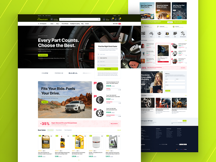 Auto Parts Website UI/UX Design — Car Parts eCommerce Branding by VEGAS ...