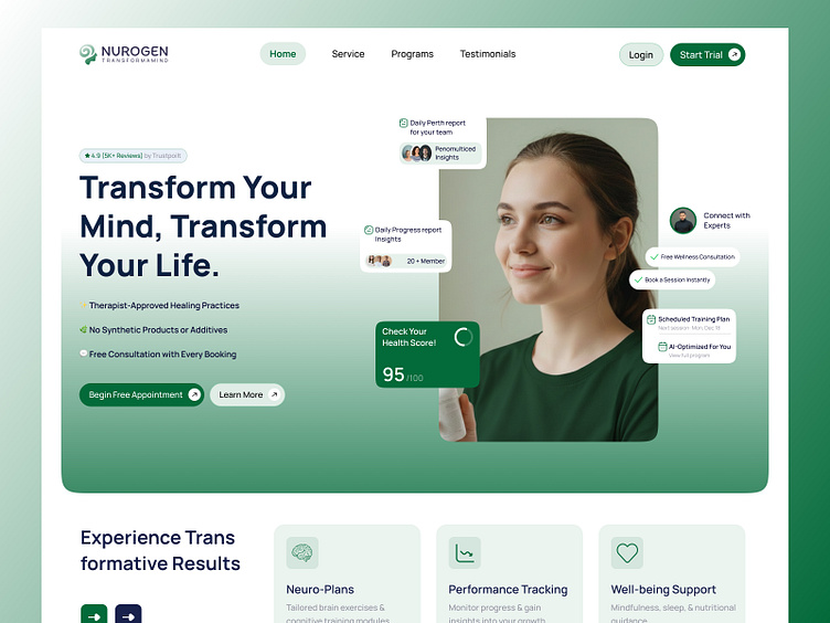 Mental Wellness & Biohacking Landing Page UI/UX Design by Kawsar Ahmed ...