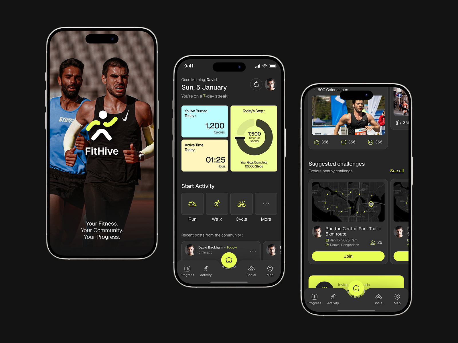 Mobile app UI/UX design - Fithive by Nizam on Dribbble