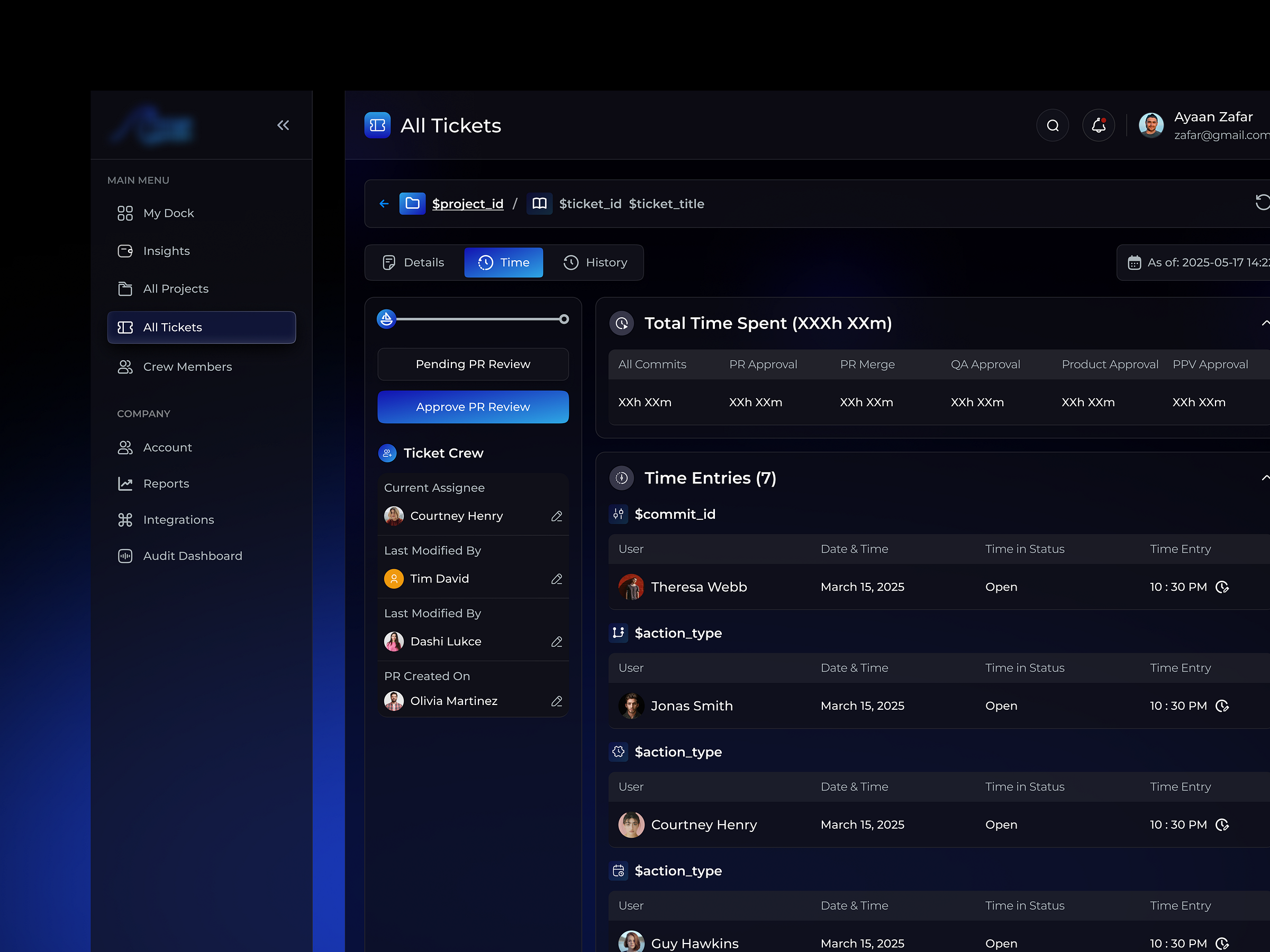 Dark Mode Ticket Management Dashboard — Modern Project & DevOps by ...