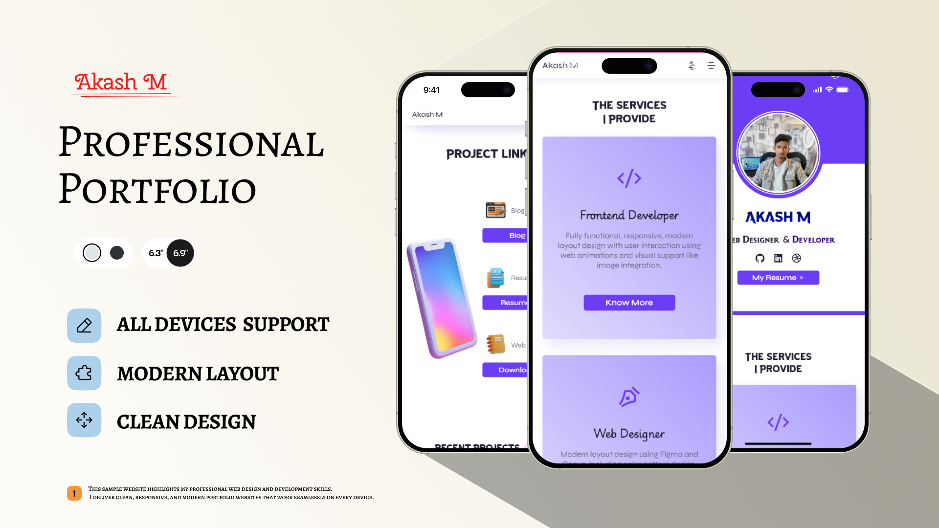 Modern Professional Portfolio by Akash M on Dribbble