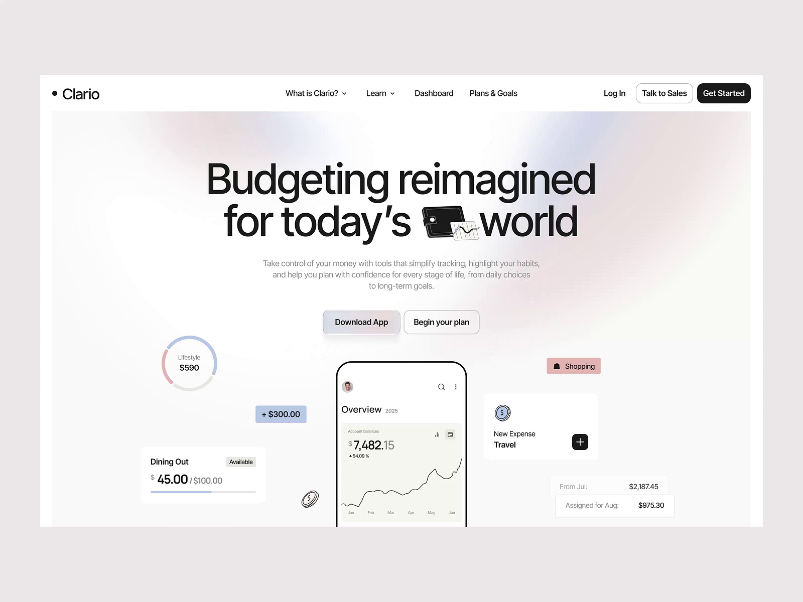 Clario home page by Taras Migulko for Emote on Dribbble