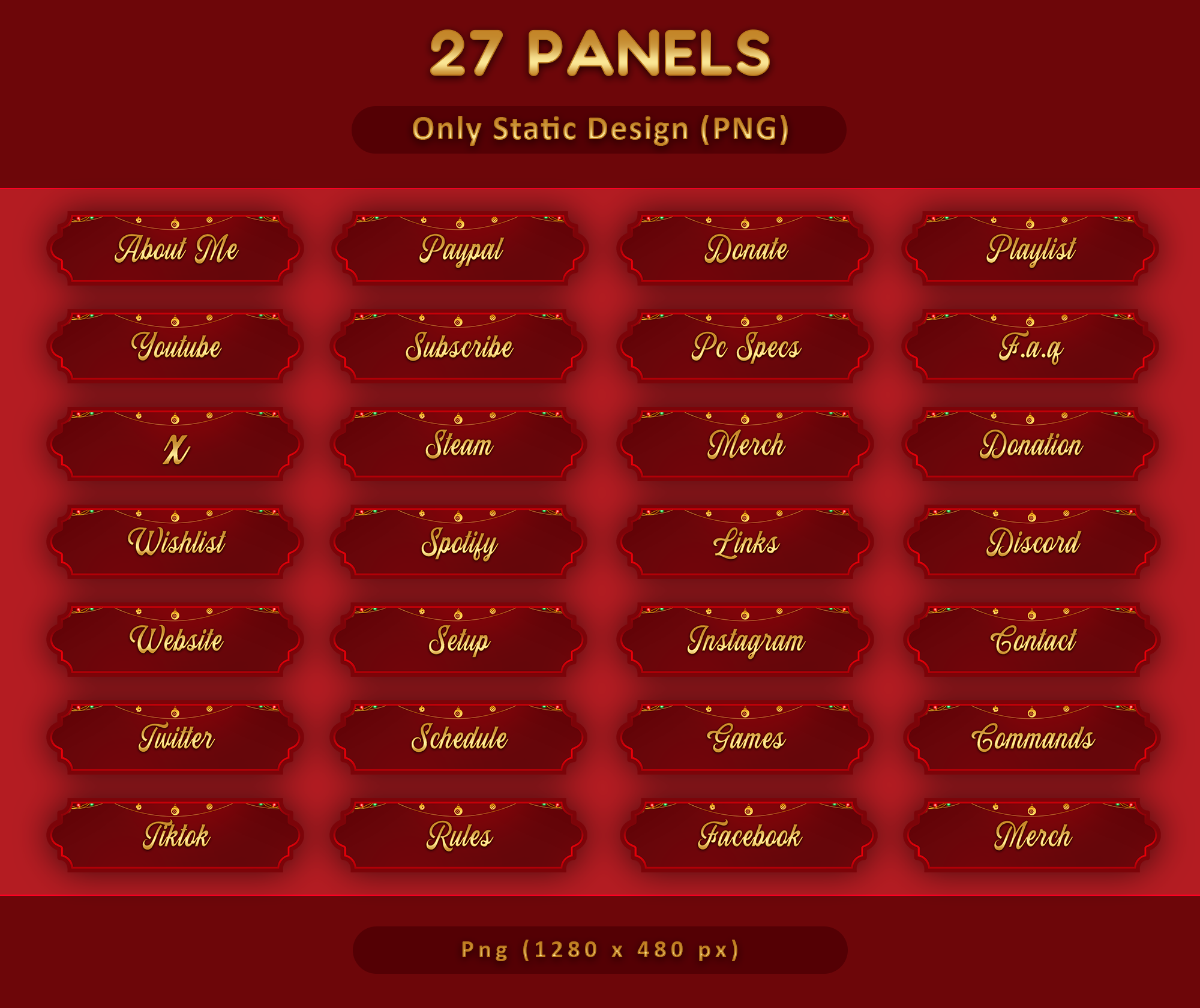 Red Gold Christmas Animated Stream Package Twitch Overlay,YouTub by ...