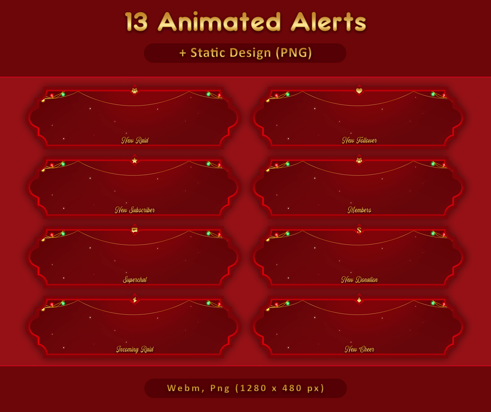 Red Gold Christmas Animated Stream Package Twitch Overlay,YouTub by ...