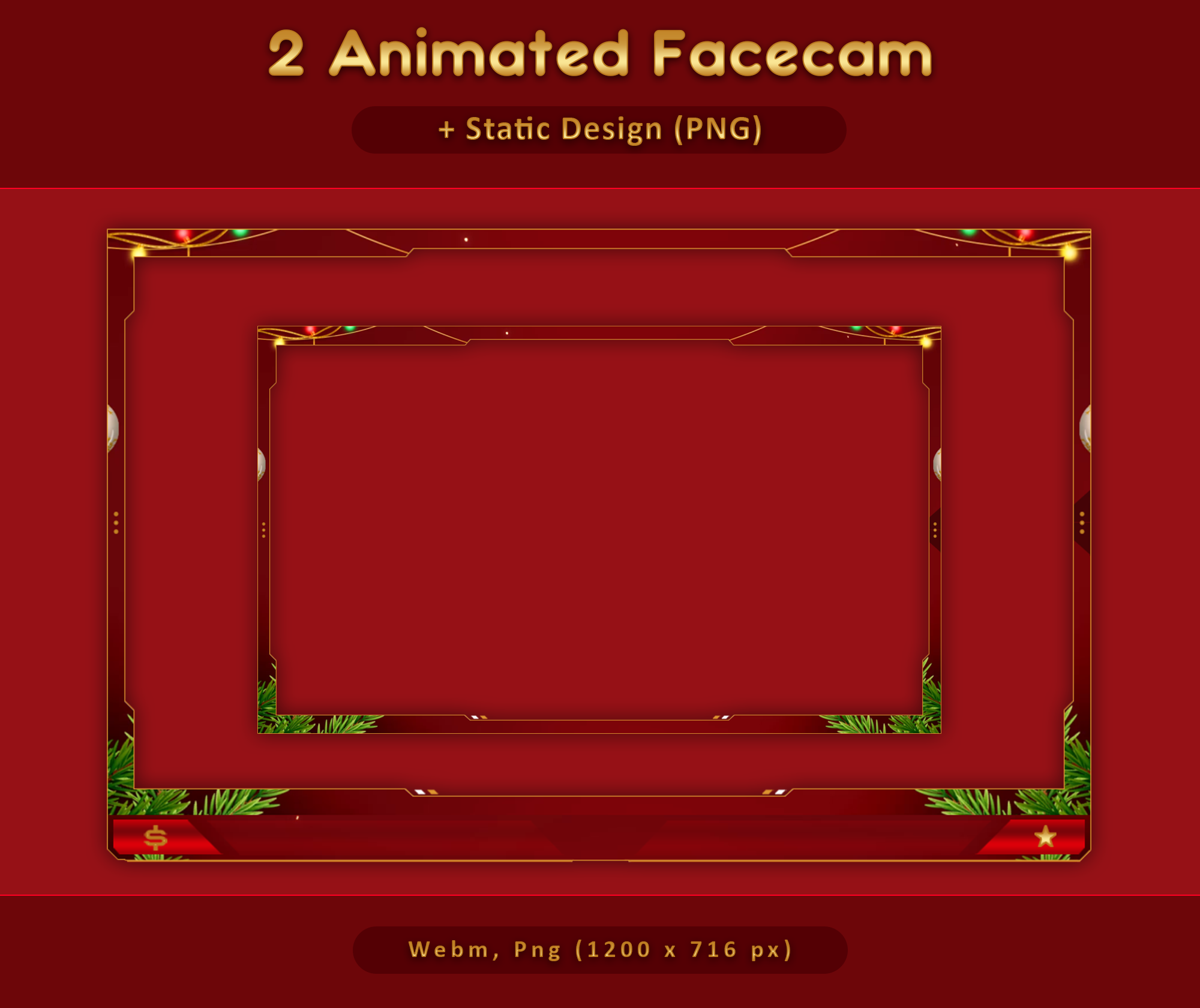 Red Gold Christmas Animated Stream Package Twitch Overlay,YouTub by ...