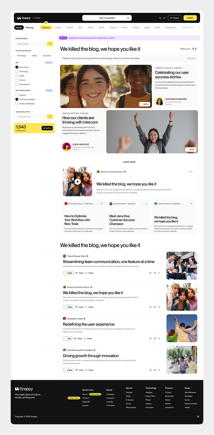Snappy - Article Page by Erlina🌙 for Hatypo Studio on Dribbble