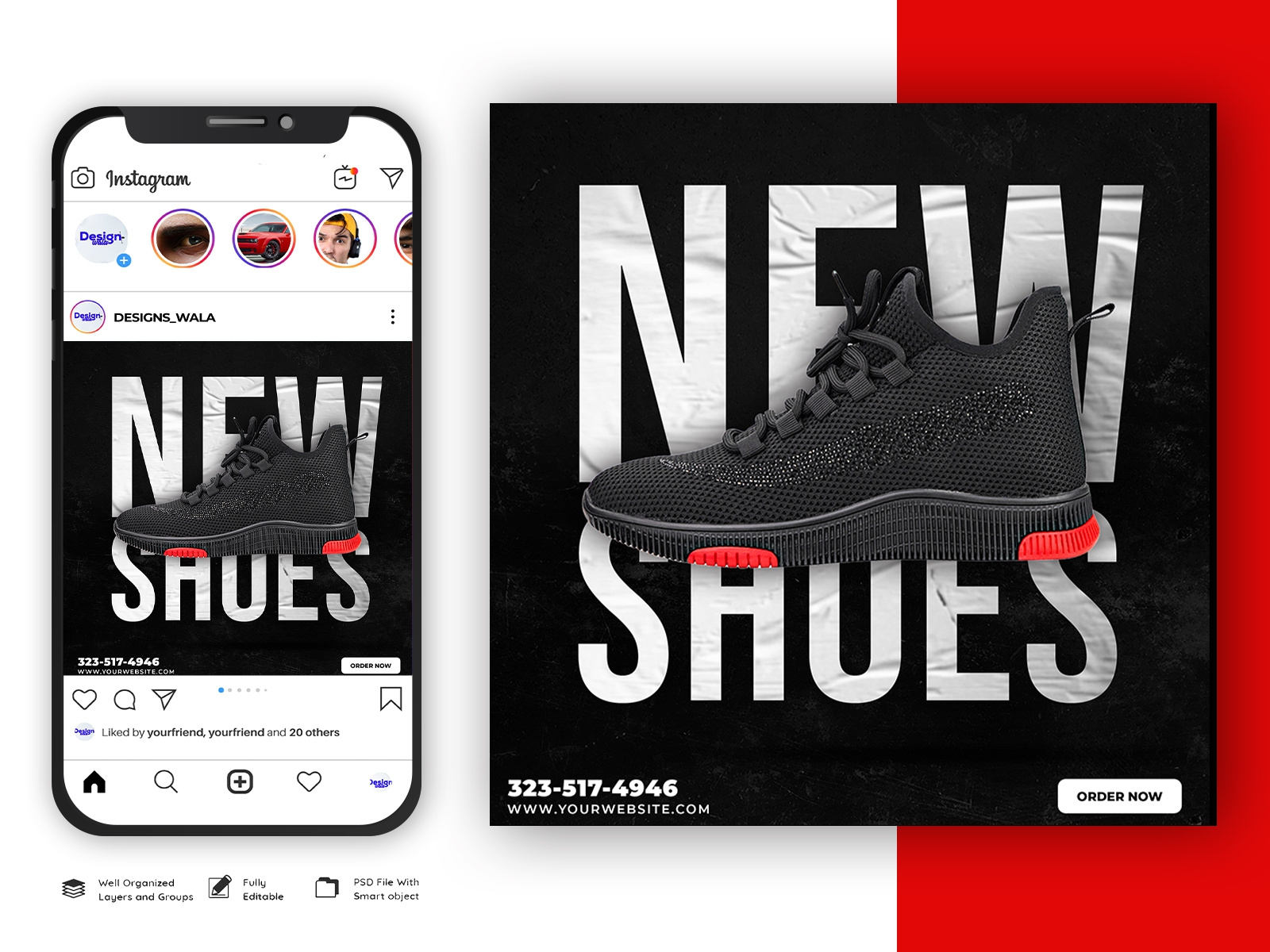 Shoes Social Media Post Template by johnniedavid12412 on Dribbble
