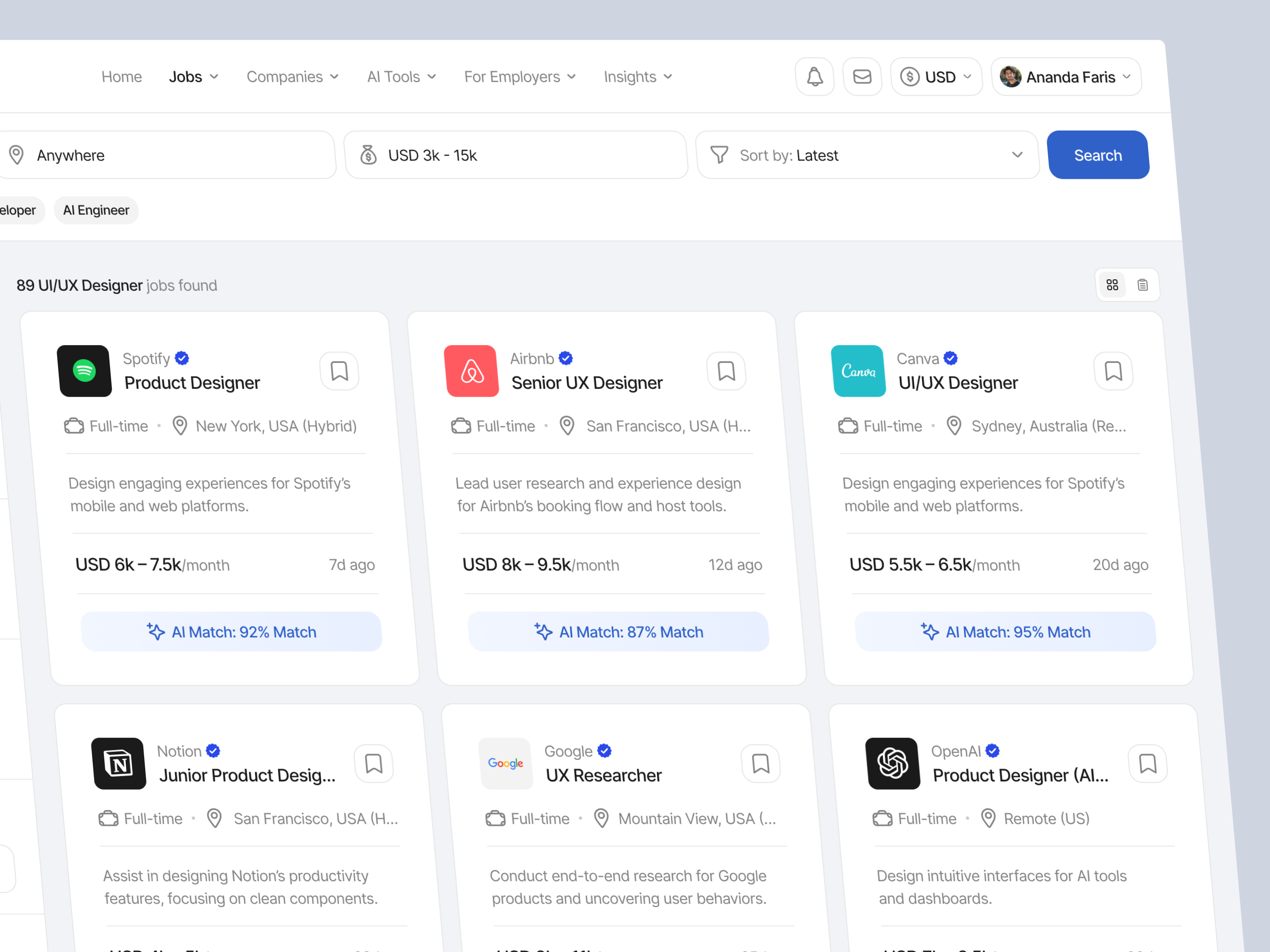 AI Job Search Dashboard by Pickolab Studio on Dribbble