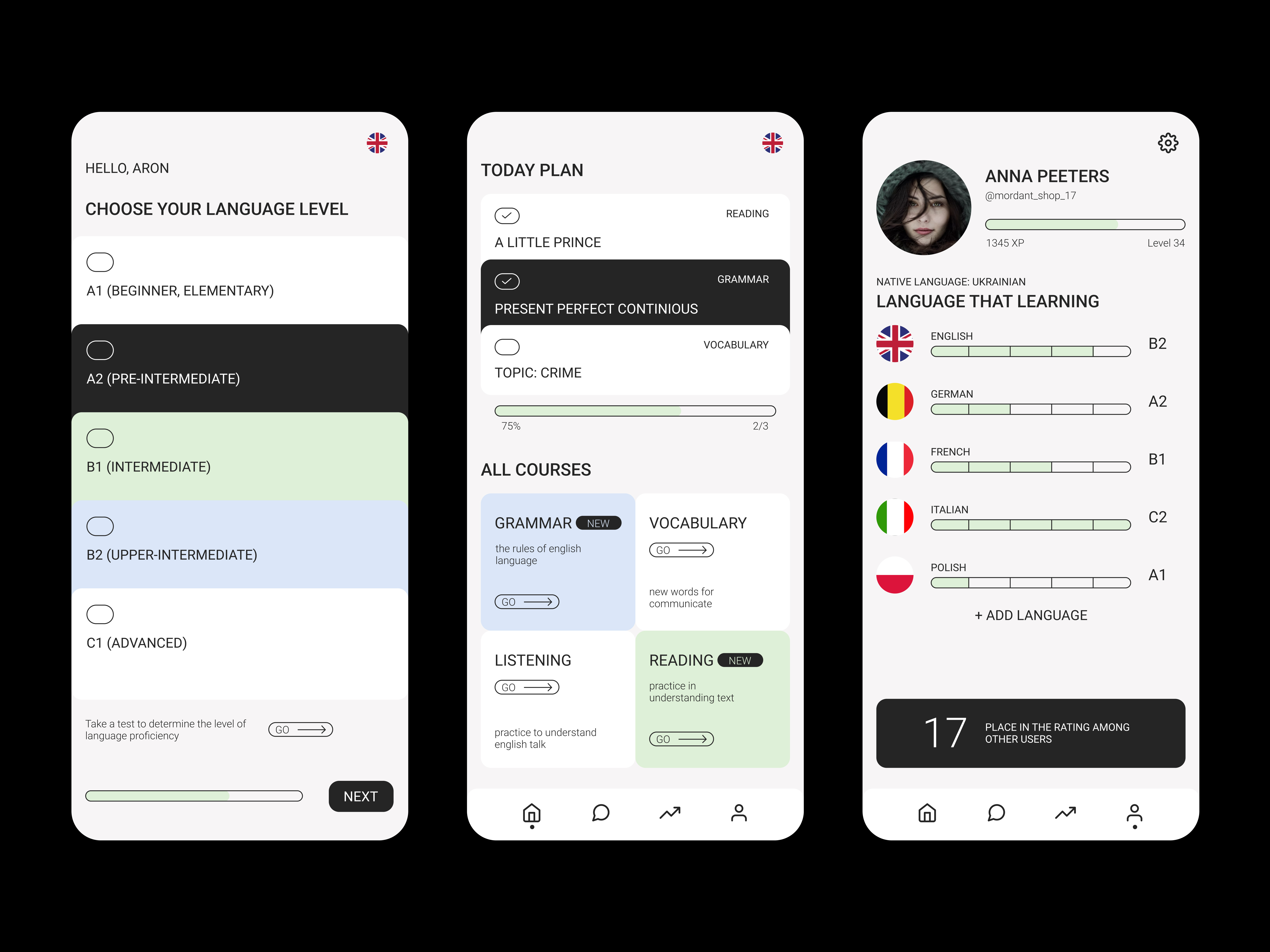 Language Learning App by Olha Bidochka on Dribbble