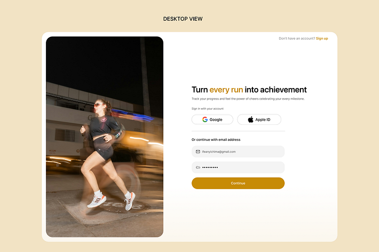 Running club - login exploration by Ifeanyi React on Dribbble