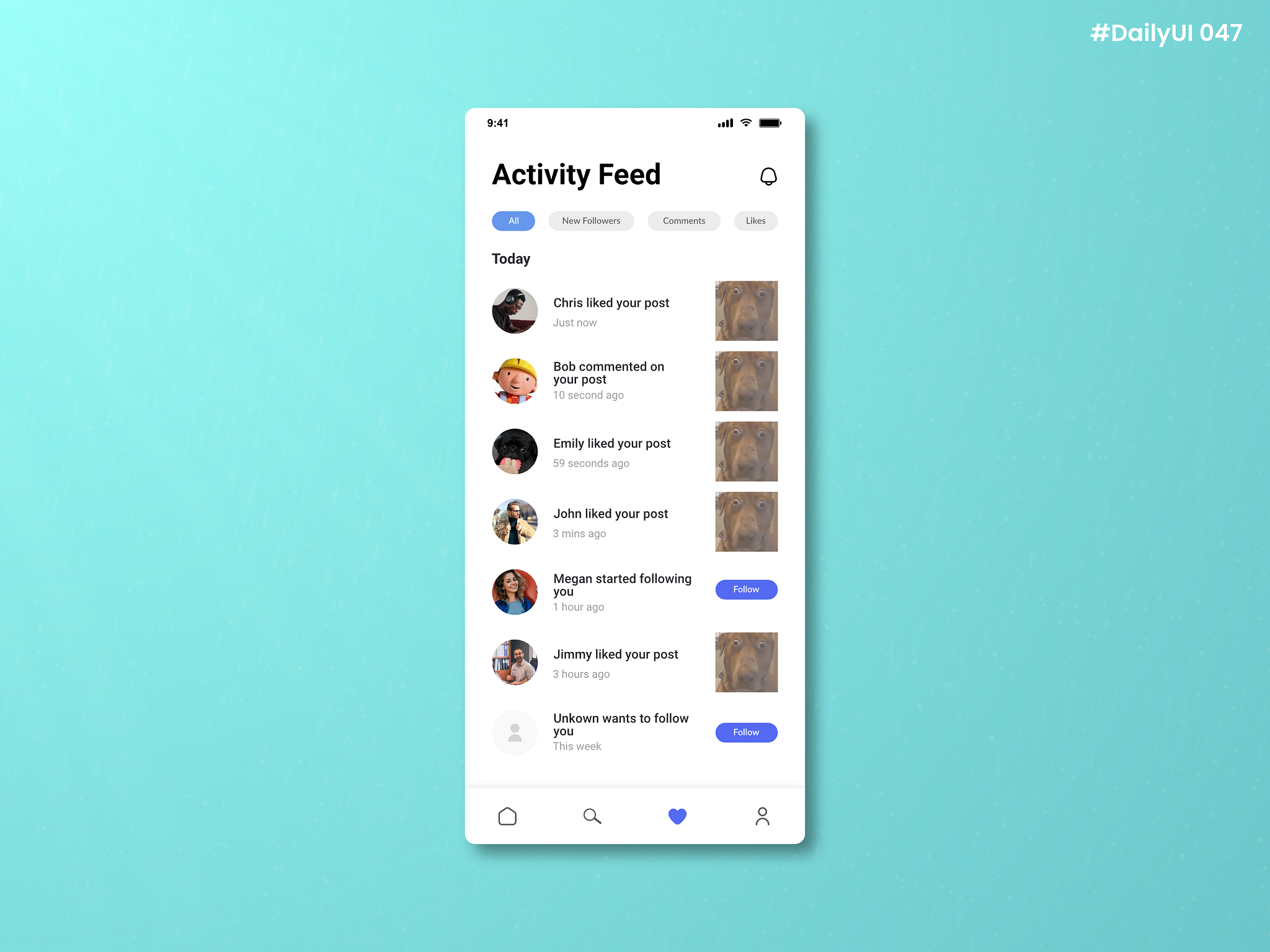 Daily UI #047 - Activity Feed by Aleksandar on Dribbble
