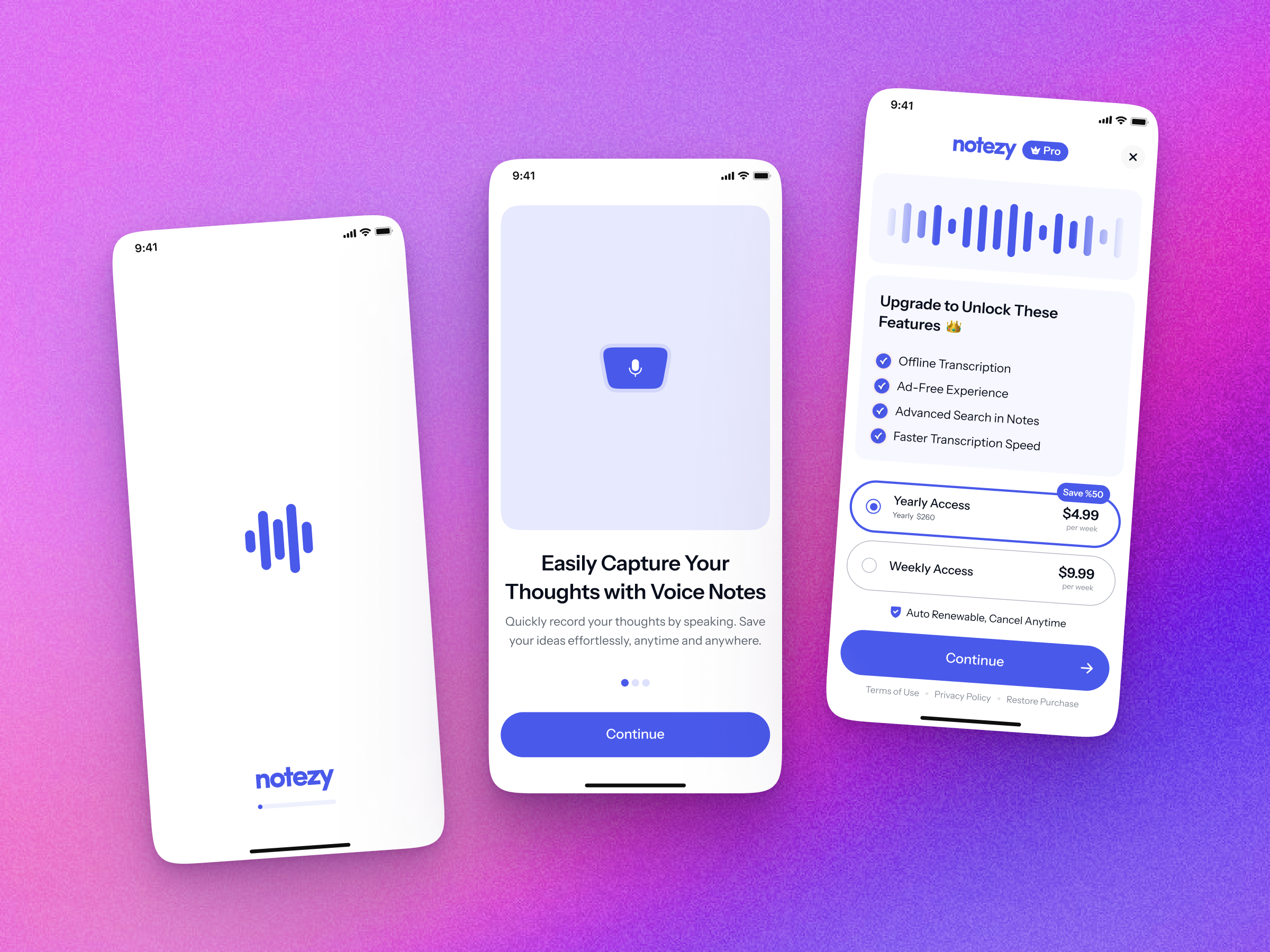 Notezy - Voice Note & Transcription App UI by Eren Koçak on Dribbble