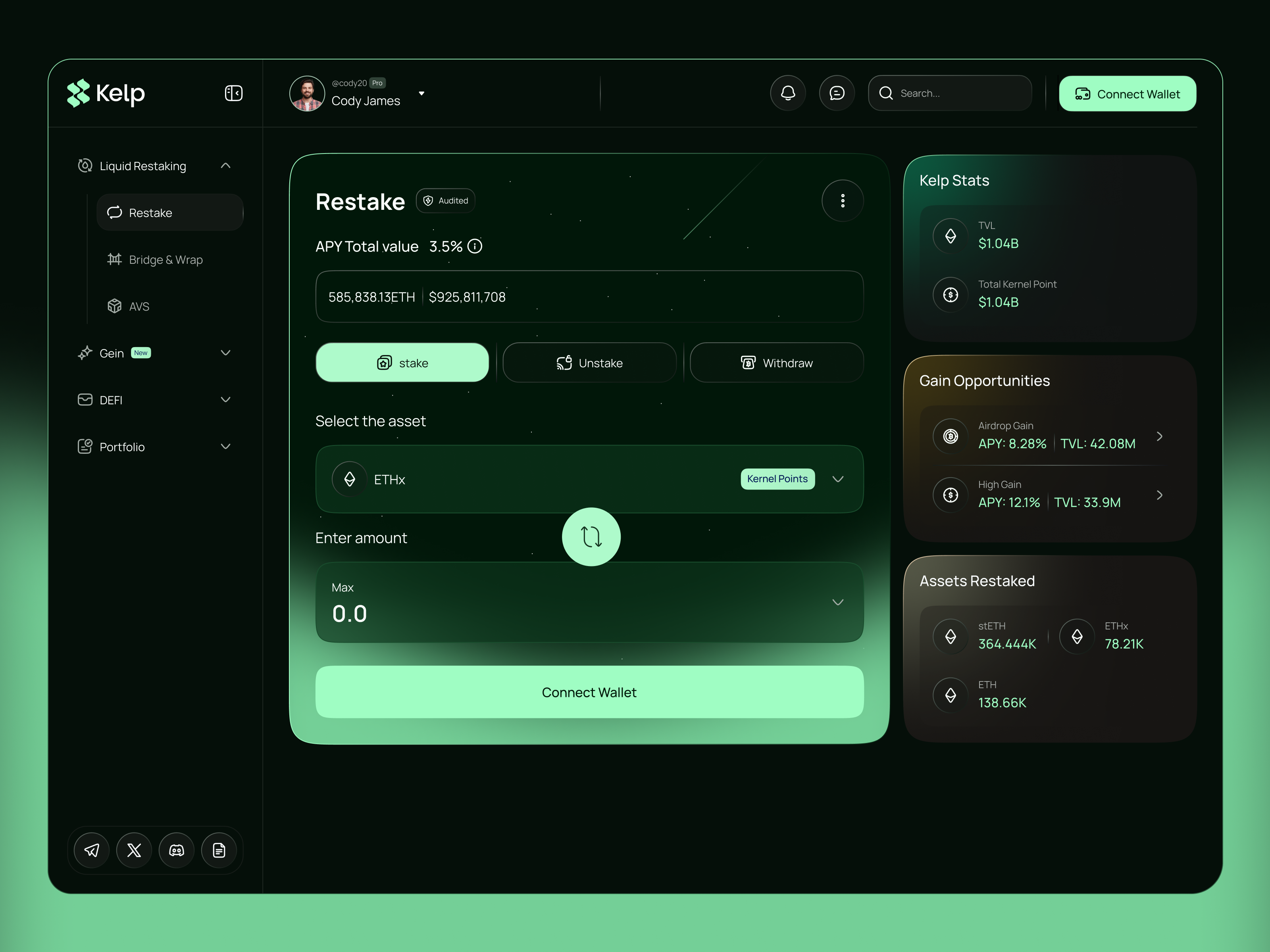 Kelp — DeFi Portfolio & Liquid Restaking Dashboard UI | Crypto by Arafat Mahfuz on Dribbble