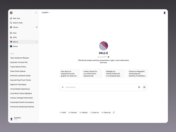 GPTs in ChatGPT - Made with SnowUI by ByeWind on Dribbble