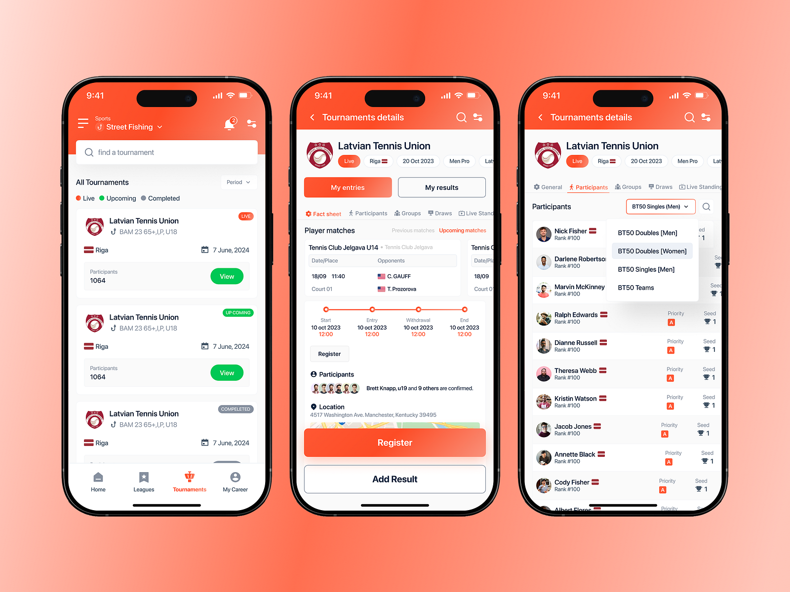 Tournated – Sports Mobile App Design by Wavespace – Mobile App UI/UX ...